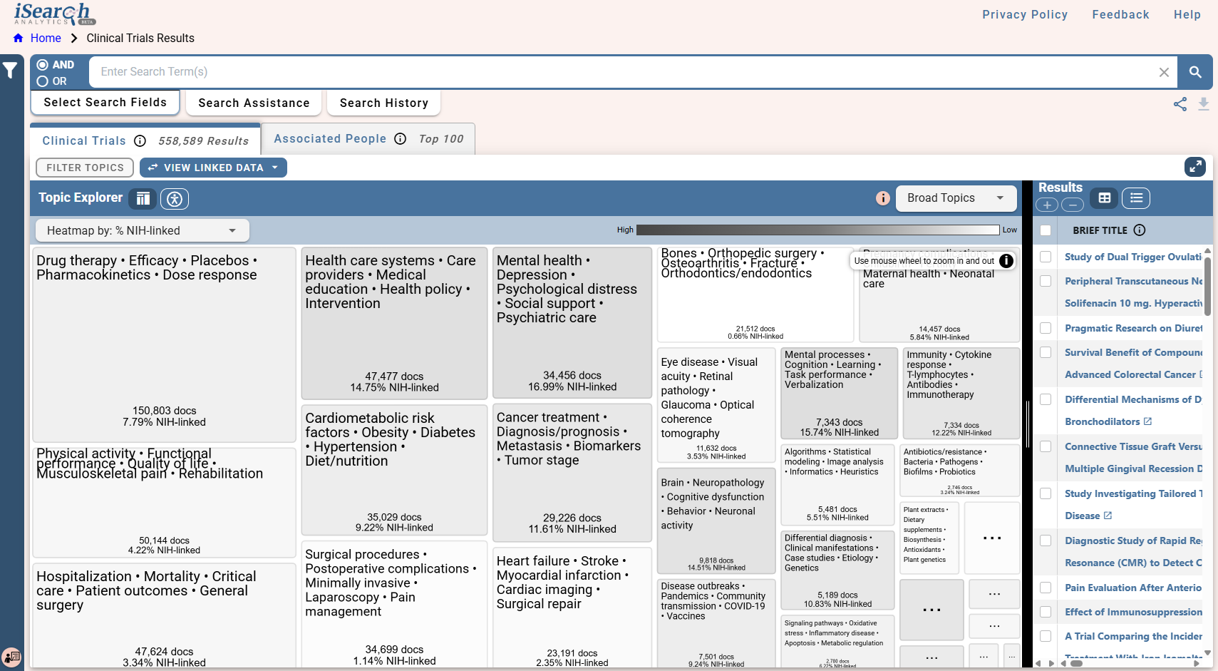 Topic Explorer (Clinical Trials) – iSearch Analytics Support